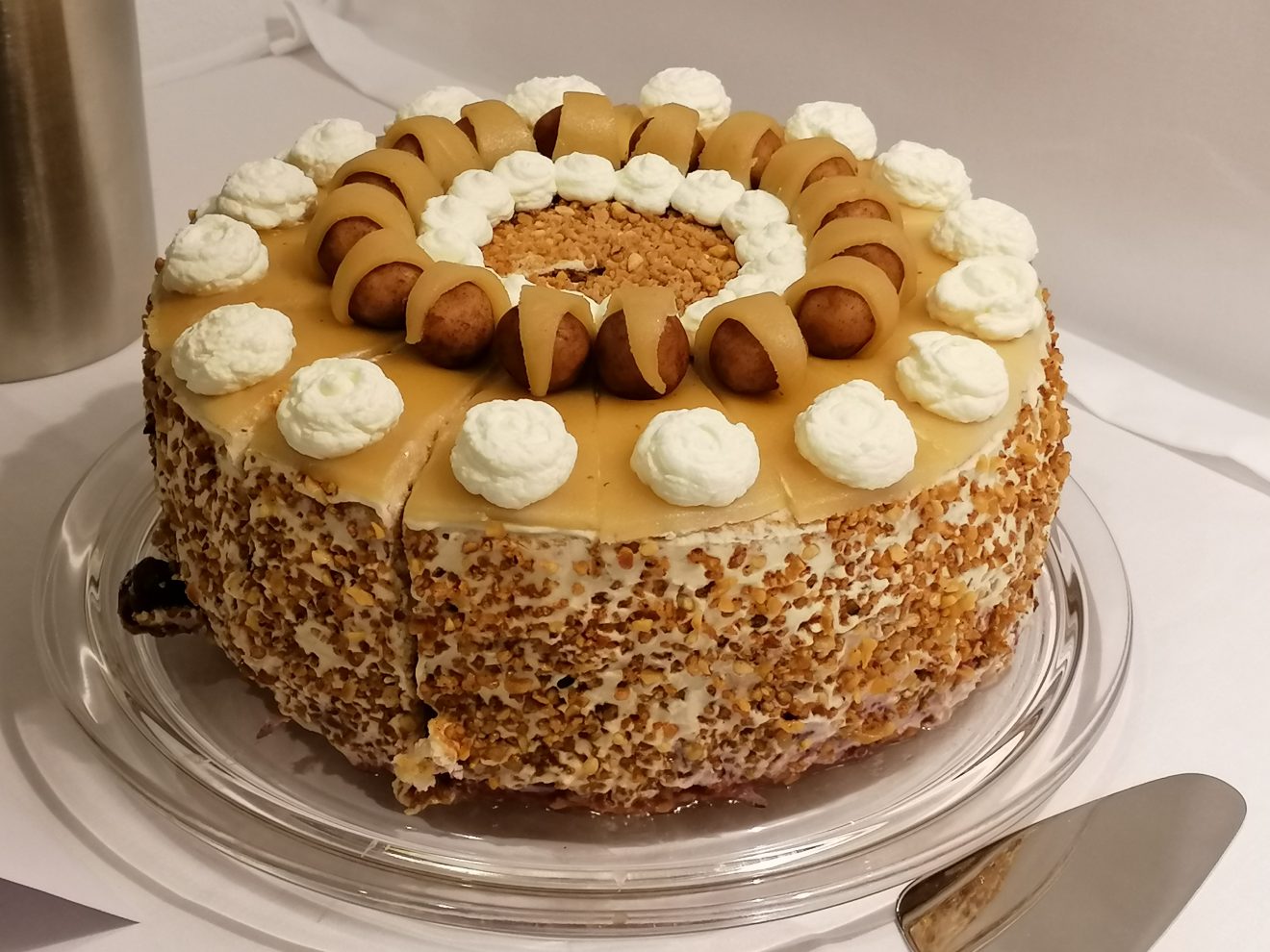 German Marzipan Hazelnut Cherry Cream Cake - Ester kocht