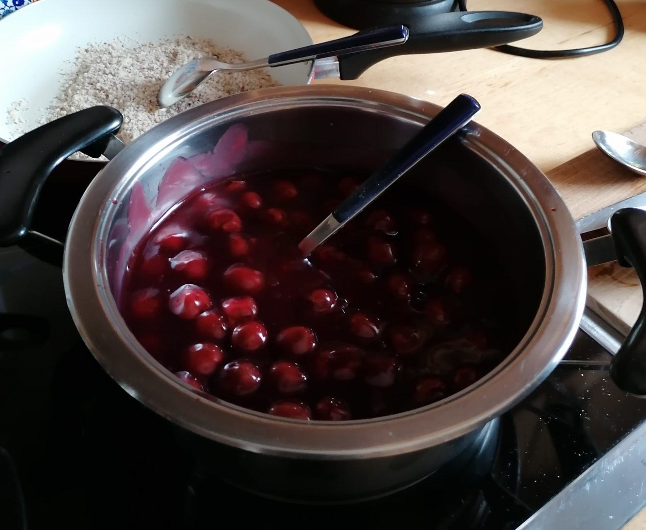 German Marzipan Hazelnut Cherry Cream Cake - Ester kocht