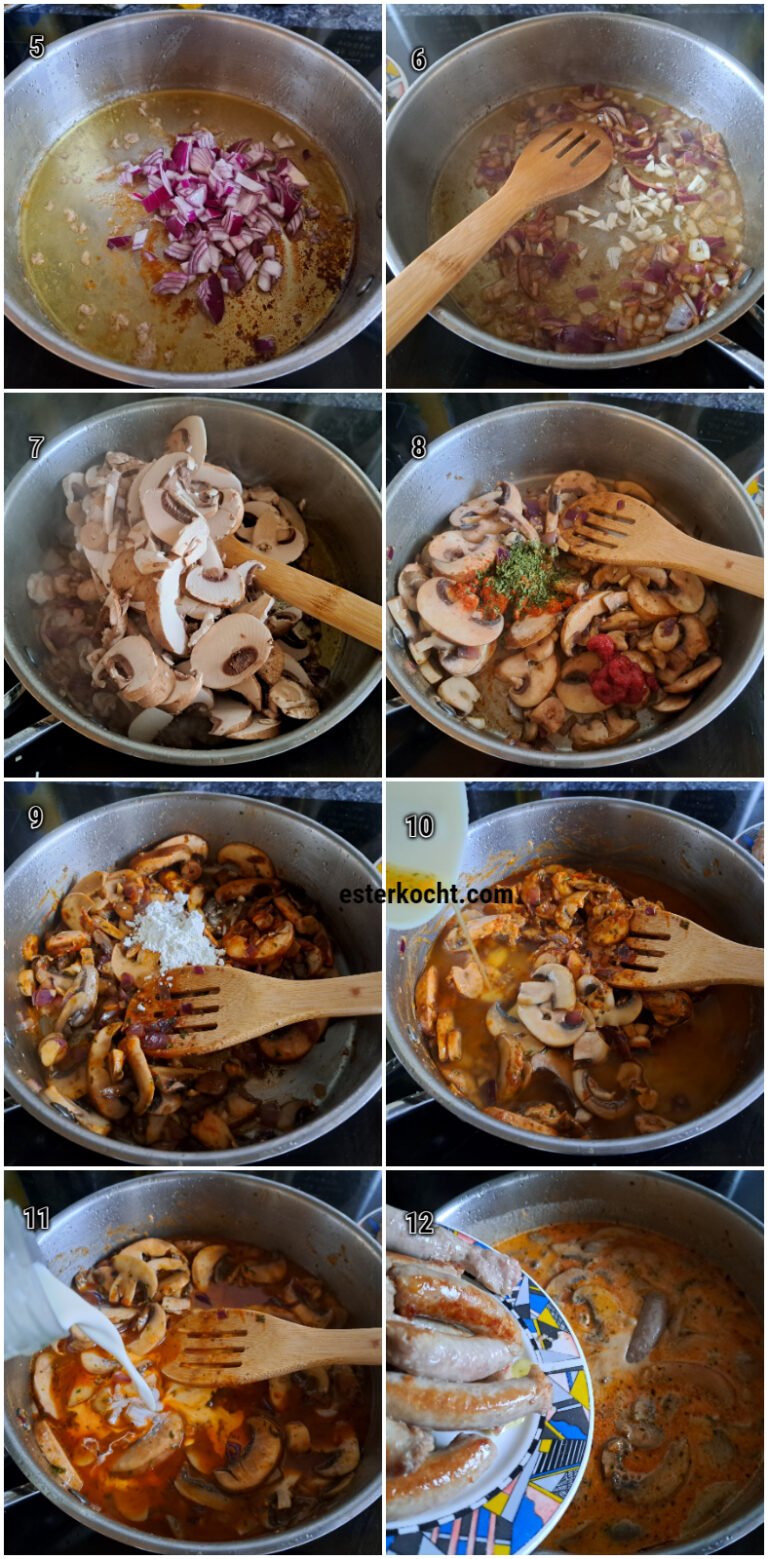 Wors in Creamy Mushroom Sauce Recipe - Ester kocht